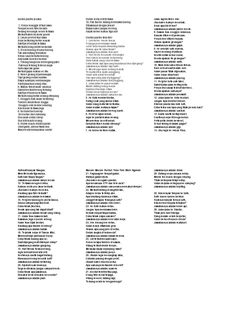 Contoh Pantun Jenaka | PDF