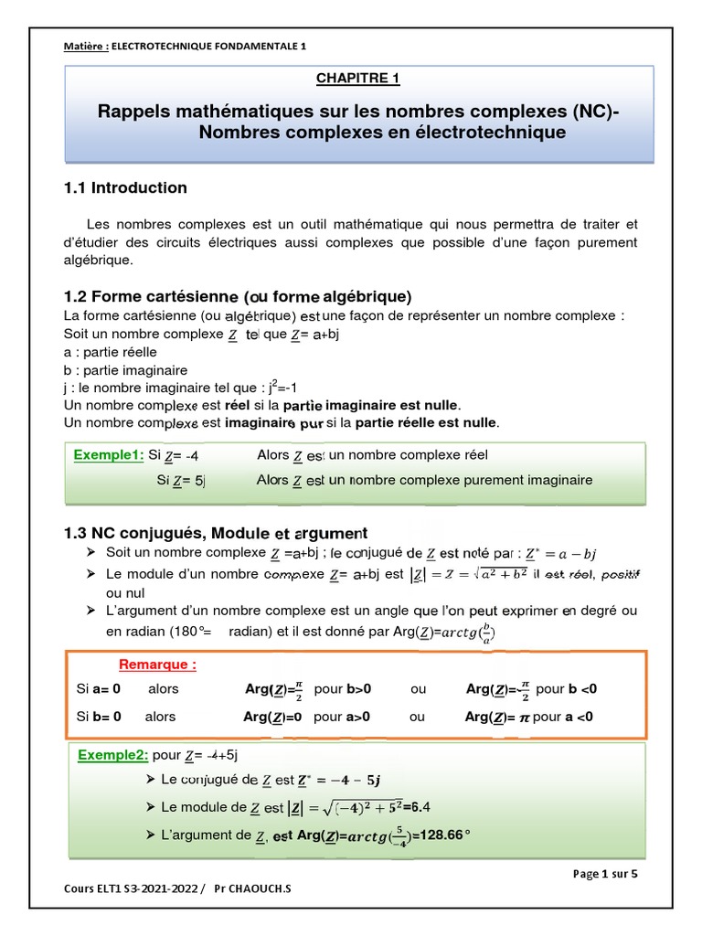 Chap1-Elt1-Nombres Complexes 2021 3 | PDF | Nombre complexe | Objets mathématiques