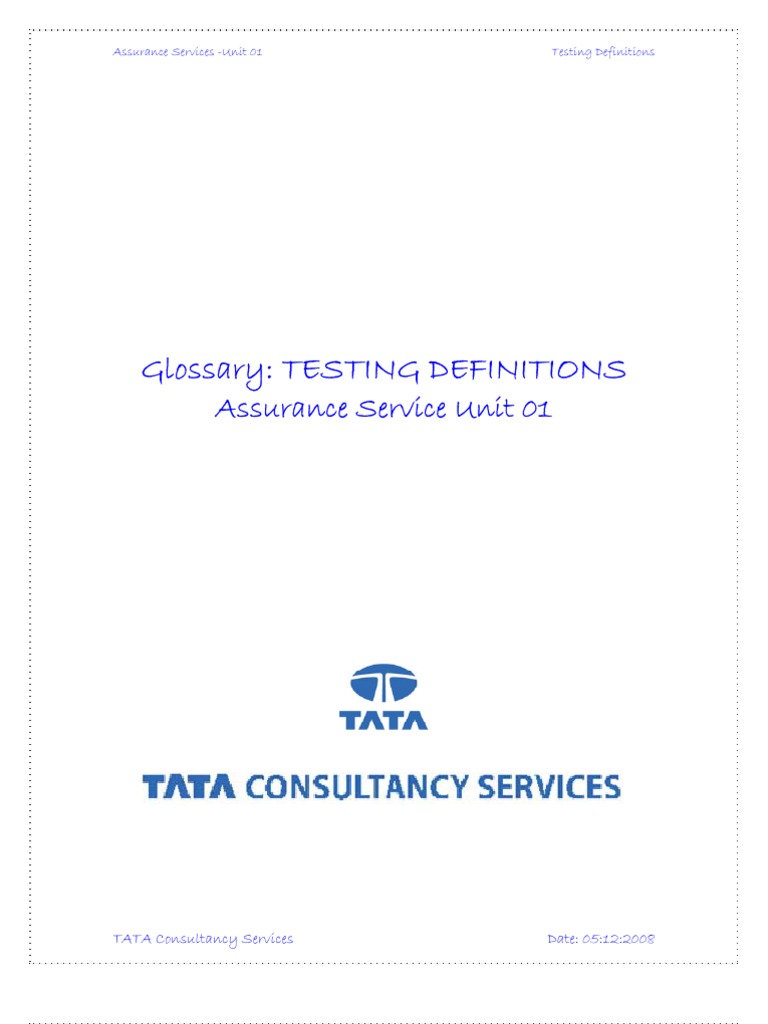 Testing Glossary Of Terms V01 Dec 2008 Pdf Software Testing 8605