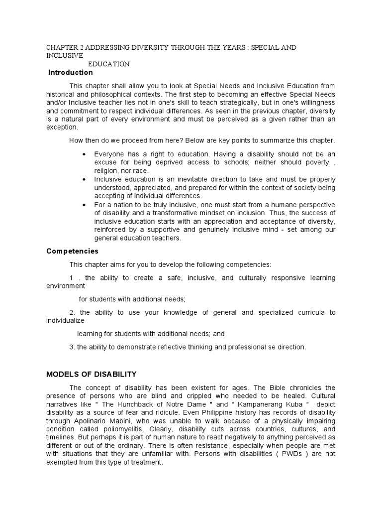 Foundations of Special and Inclusiv Education Chapter 2 Addressing ...