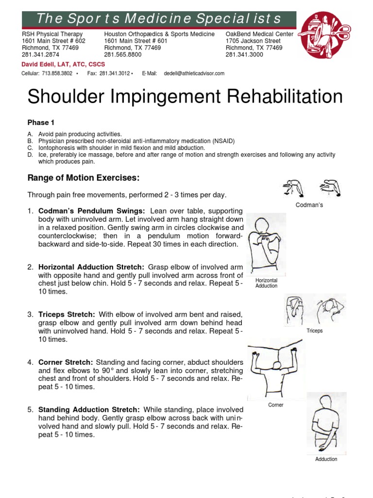 Shoulder Impingement Rehabilitation | PDF | Anatomical Terms Of Motion ...