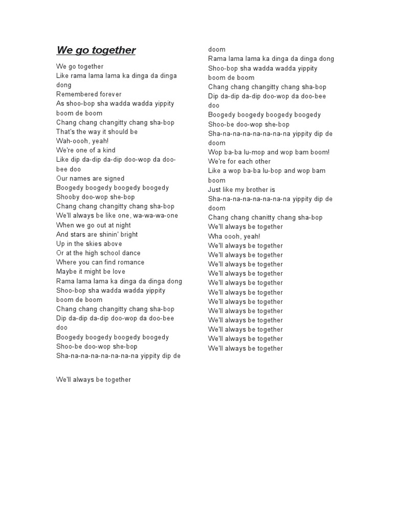 We Go Together Lyrics | PDF