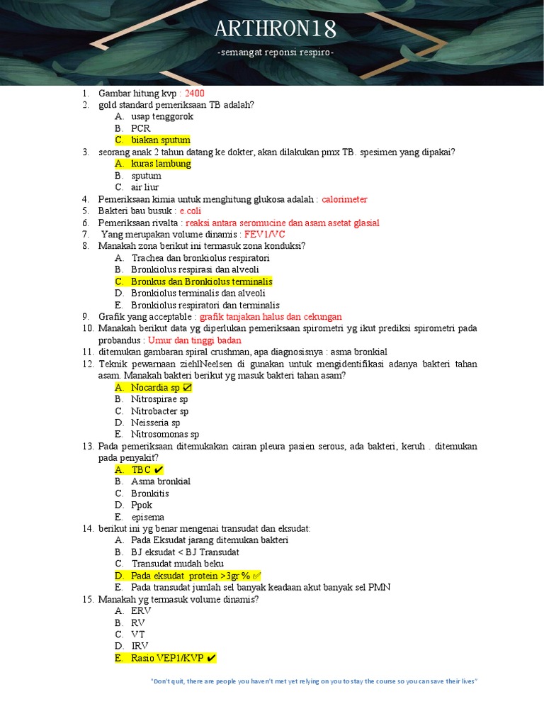 Responsi Respirology Arthron18 | PDF