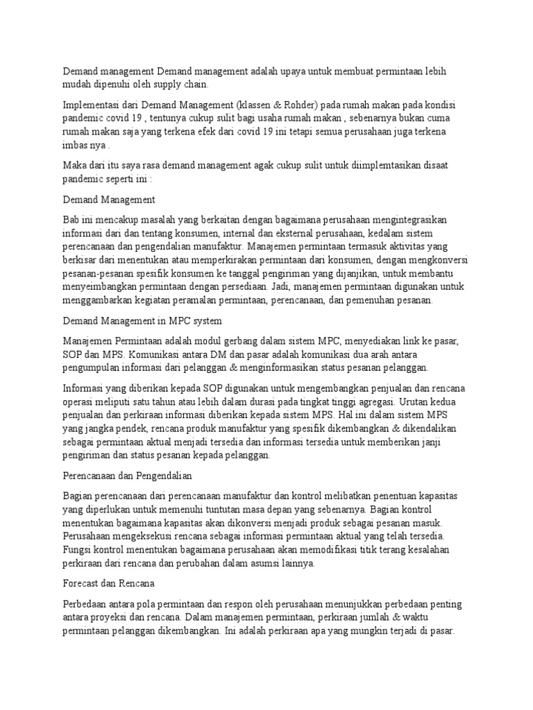 Demand Management Demand Management Adalah Upaya Untuk Membuat Permintaan Lebih Mudah Dipenuhi ...