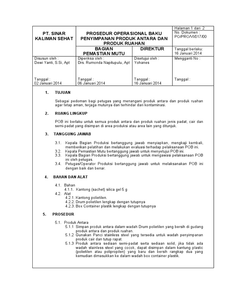 Pob Penyimpanan Produk Antara Dan Produk Ruahan | PDF