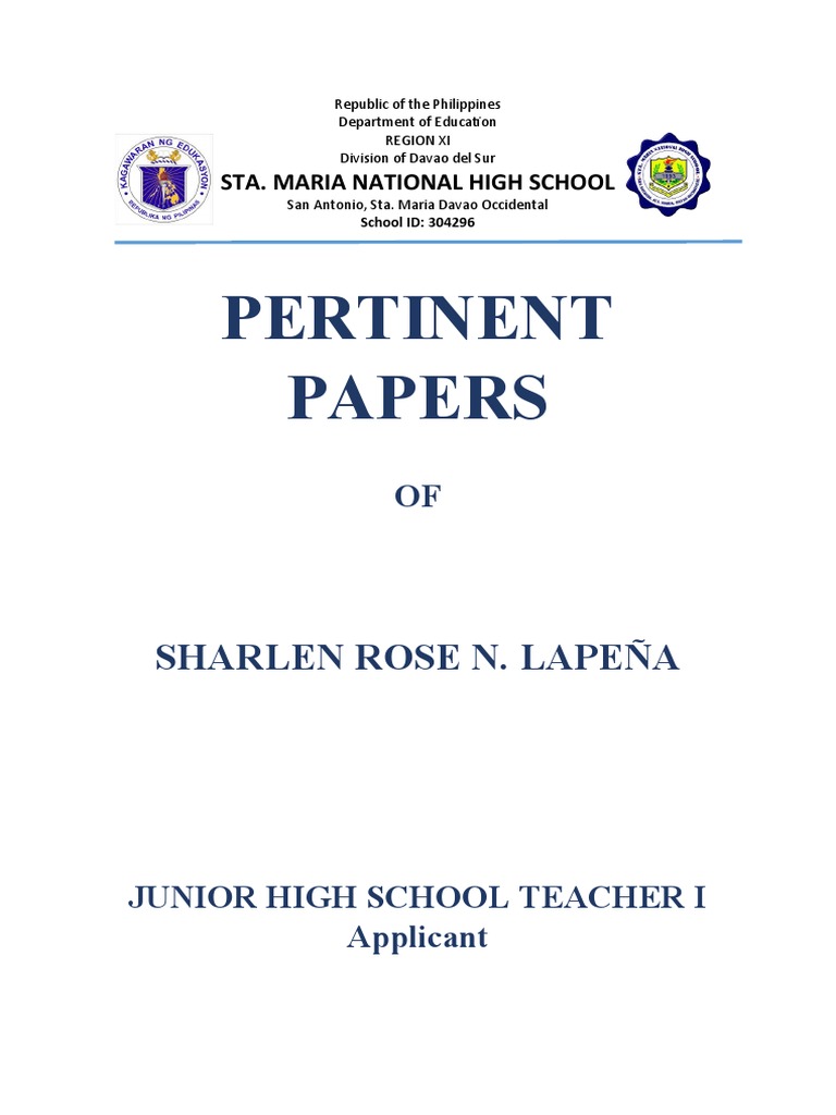 Cover page-PERTINENT PAPERS-ely | PDF