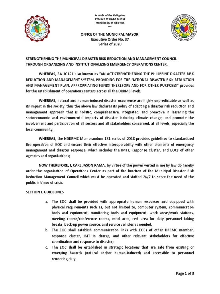 Eo Opcen | PDF | Emergency | Disaster Risk Reduction