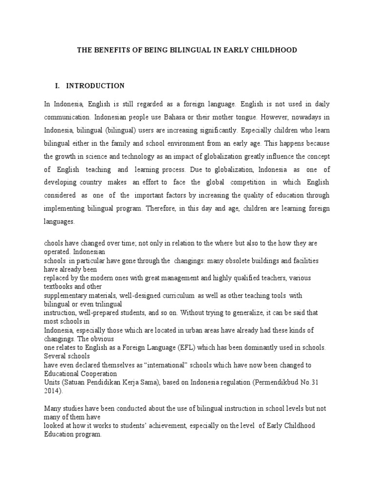 Benefits of Bilingualism in Early Childhood | PDF | Multilingualism ...