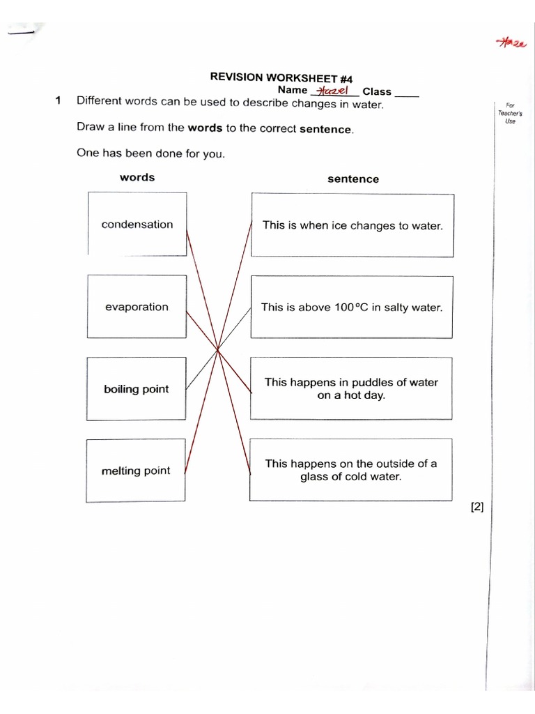 Kami Export - Answers To Revision Worksheet #4 - SA1 | PDF