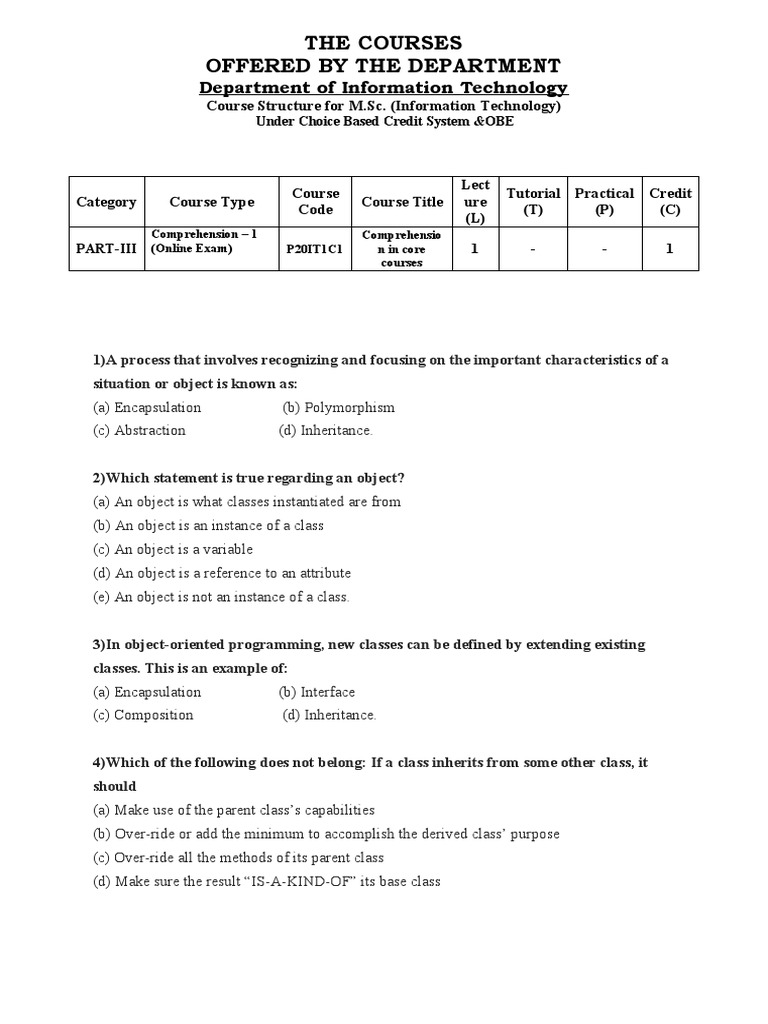 I MSC Comprehension-Questions Only | PDF | Class (Computer Programming) | Operating System