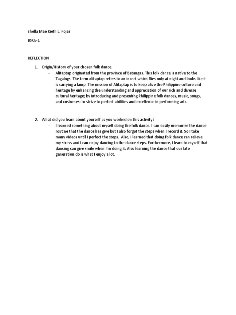 Activity 2 Folk Dance - Reflection | PDF