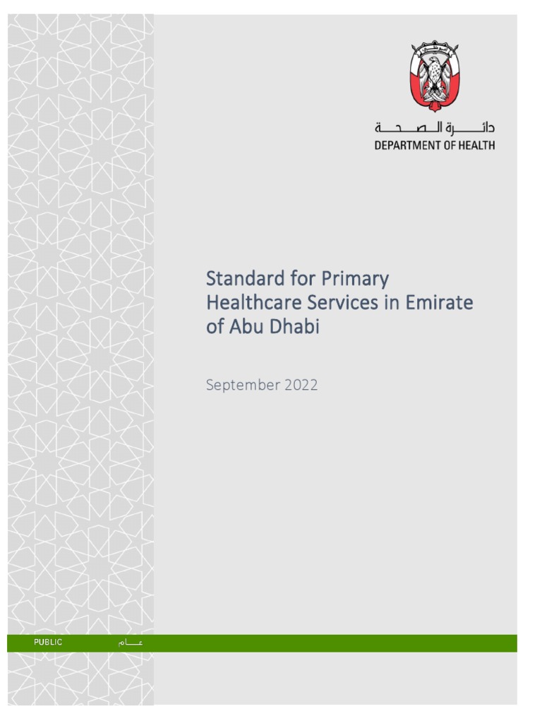 DOH Standard For Primary Healthcare in The Emirate of Abu Dhabi | PDF ...