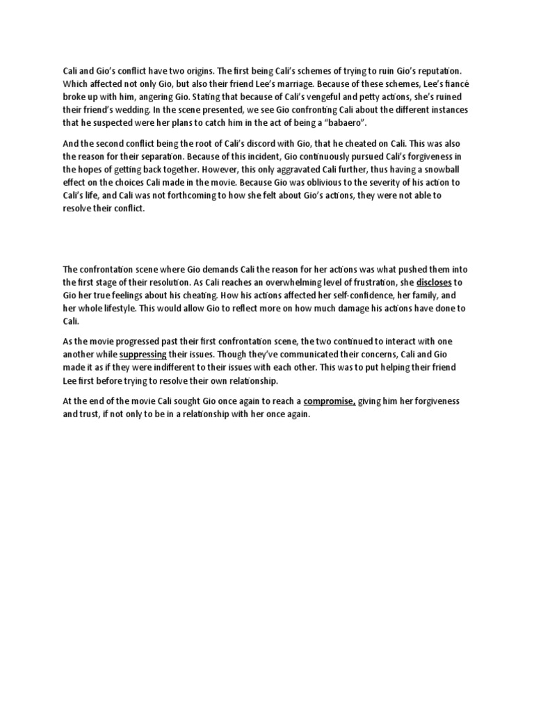 Cali and Gio Conflict | PDF