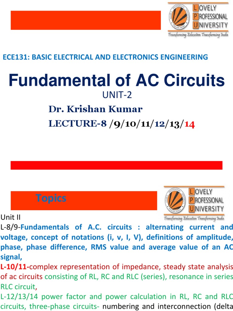 Fundamentals of AC Circuits Overview | PDF | Electrical Impedance ...