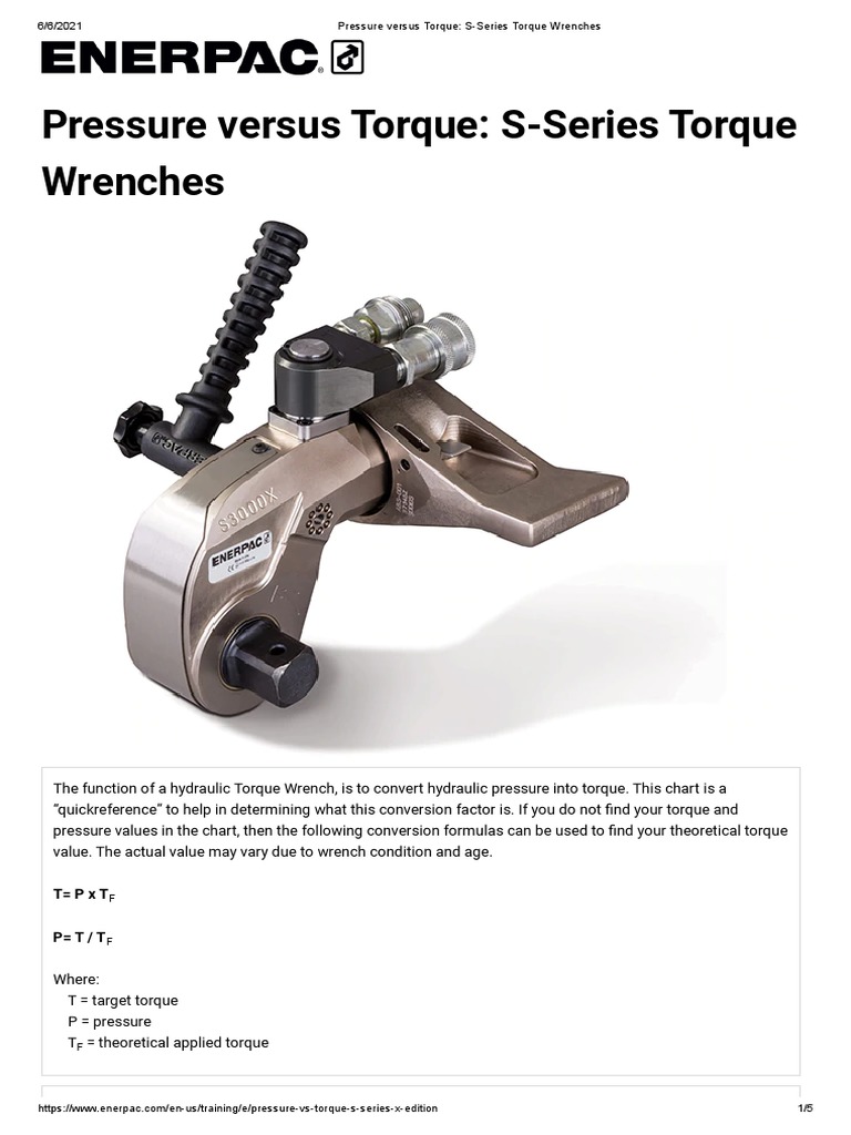 Torque Conversion for S-Series Wrenches | PDF | Torque | Mechanical ...