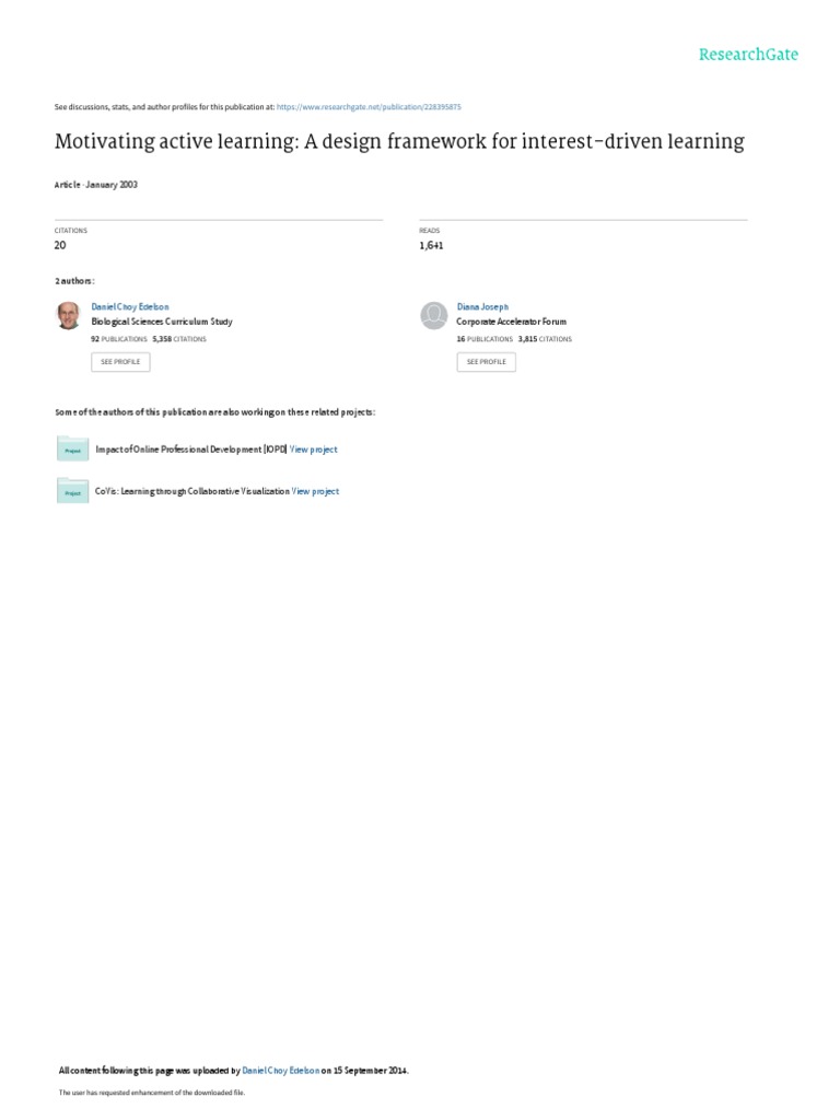 Motivating Active Learning A Design Framework For | PDF | Motivational | Motivation