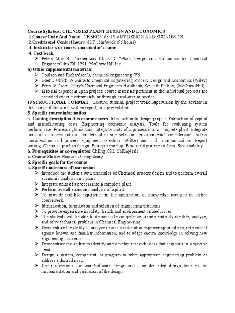 Course Syllabus | PDF | Engineering | Design