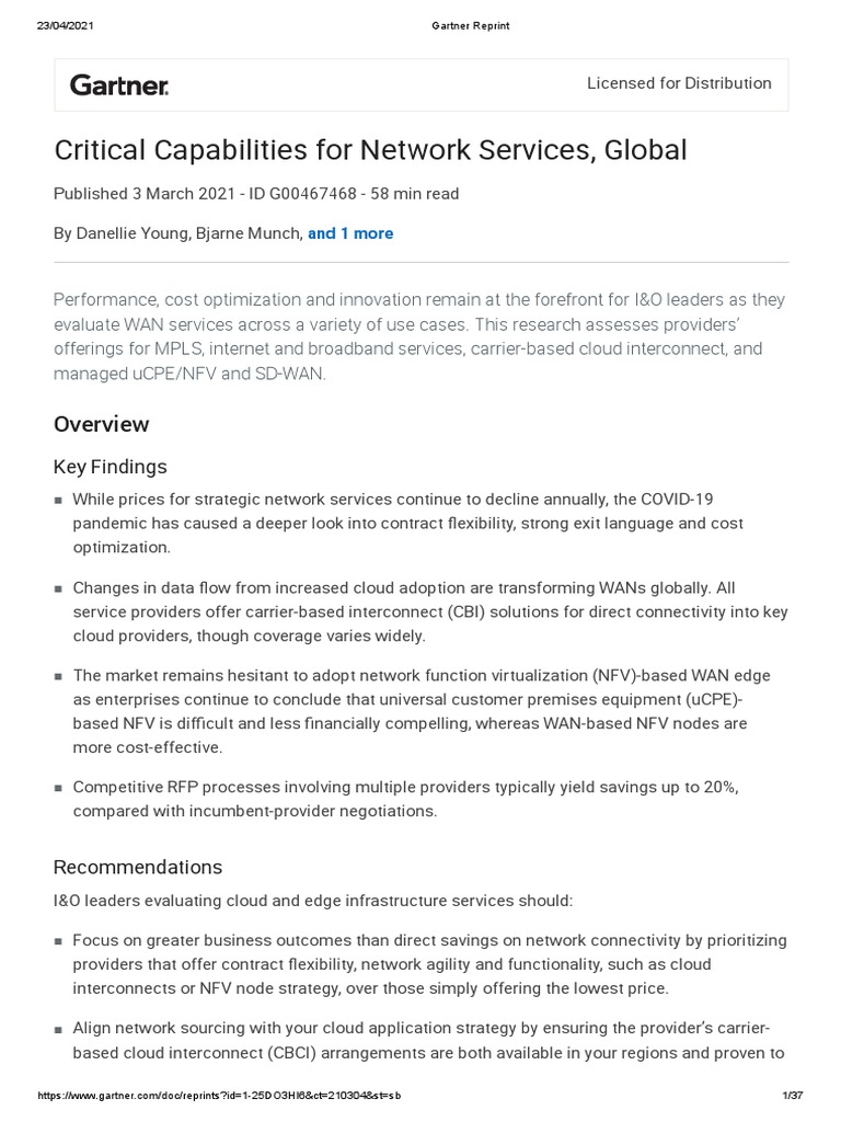 Gartner Critical Capabilities For Network Services Global March 2021 ...