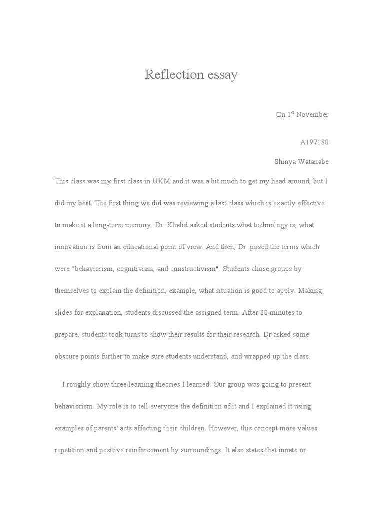 Reflection Essay 1 | PDF