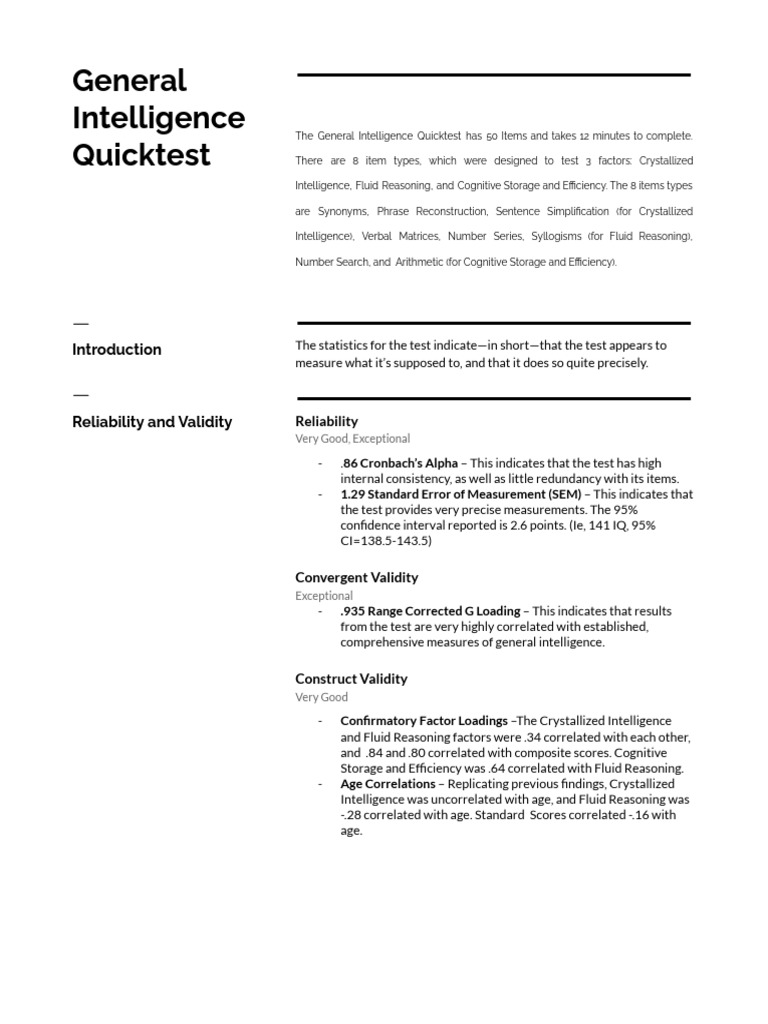 General Intelligence Quicktest - Brochure | PDF | Intelligence Quotient ...