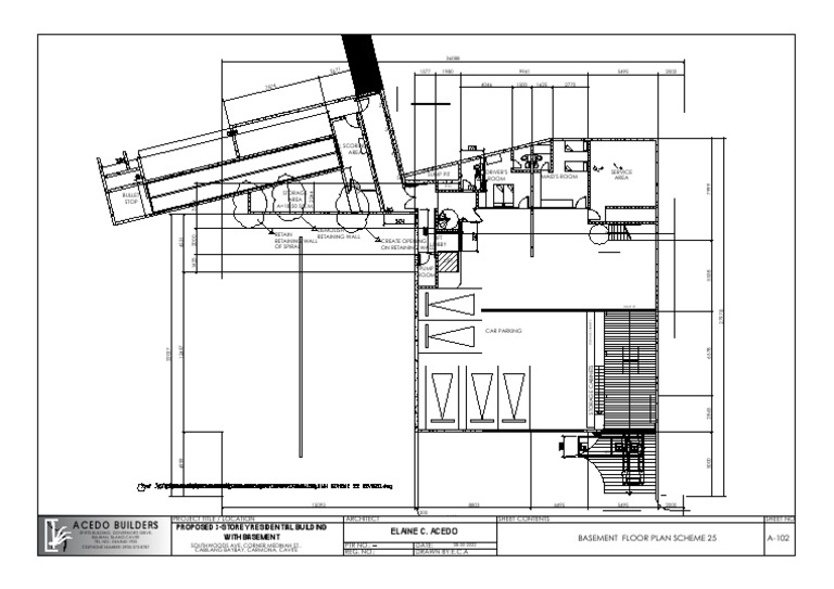 Proposed Basement Floor Plan for a 3-Storey Residential Building with ...