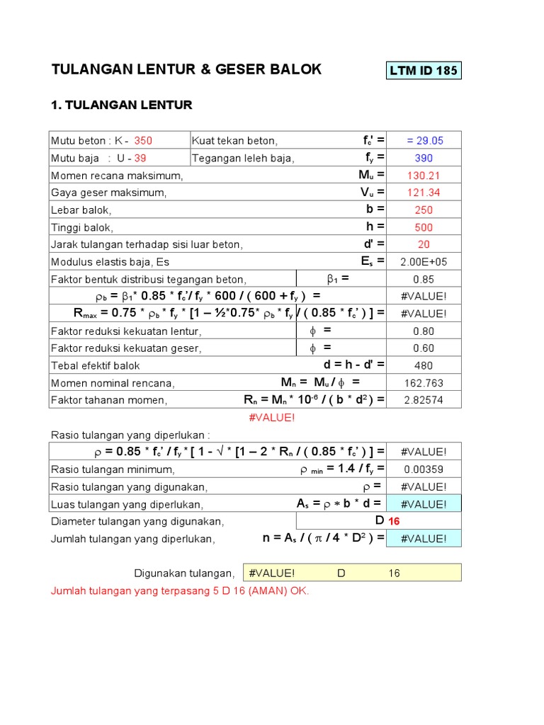 Tulangan Lentur dan Geser Balok | PDF