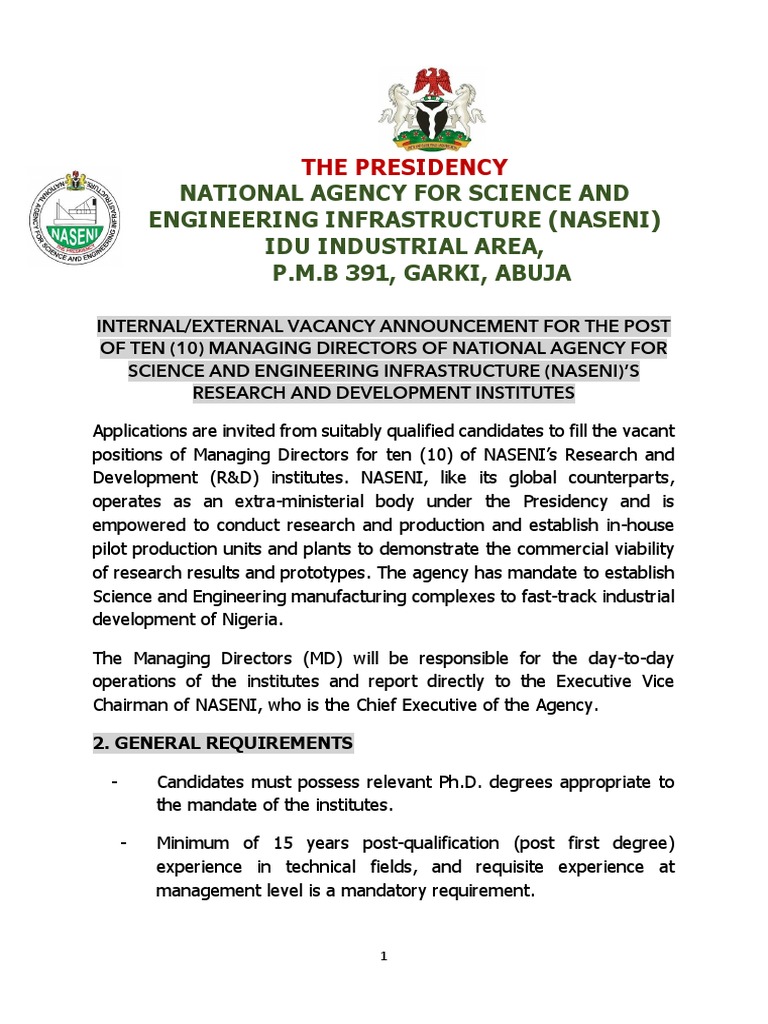Internal and External Vacancy Announcement For The Post of Managing ...