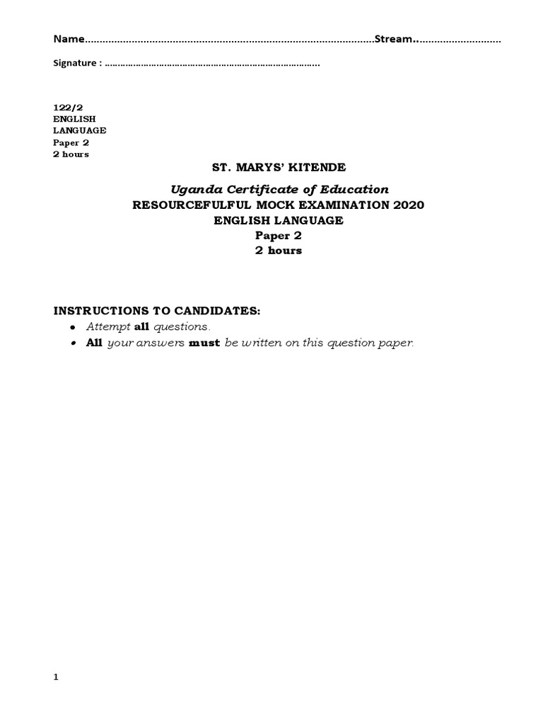 Eng Pp2 S.4 | PDF | Thought | Teachers