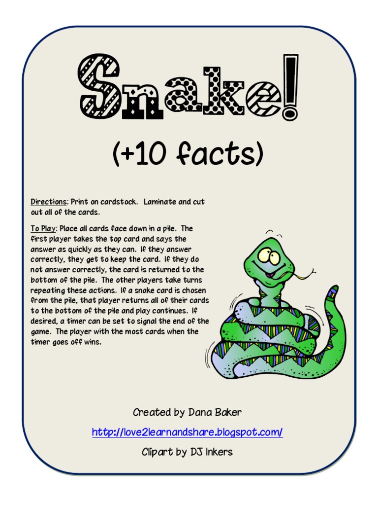 Snake Math Game Instructions | PDF | Home & Garden