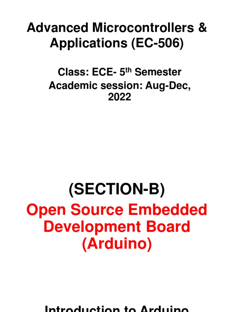 Lecture Notes 1 Pdf Arduino Microcontroller