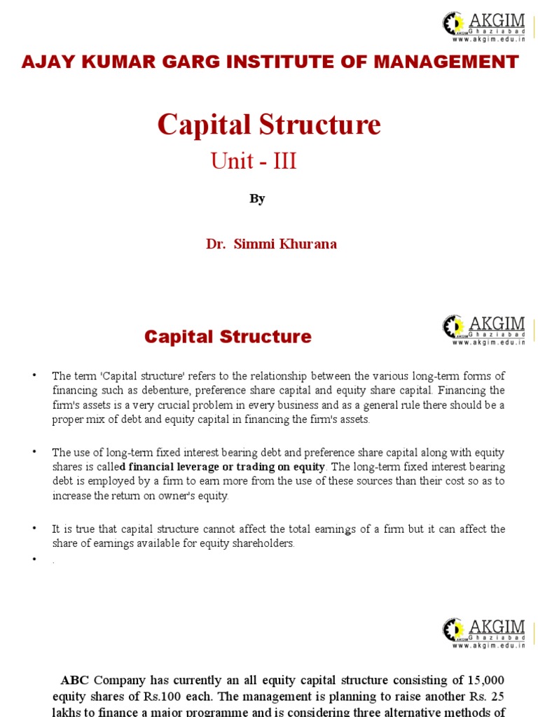 Capital Structure | PDF | Capital Structure | Cost Of Capital