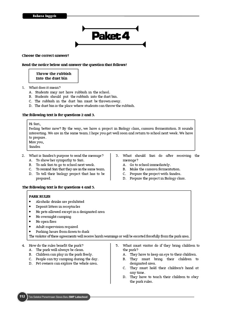 English Exercises for SMP Labschool | PDF | Lunch | Meal