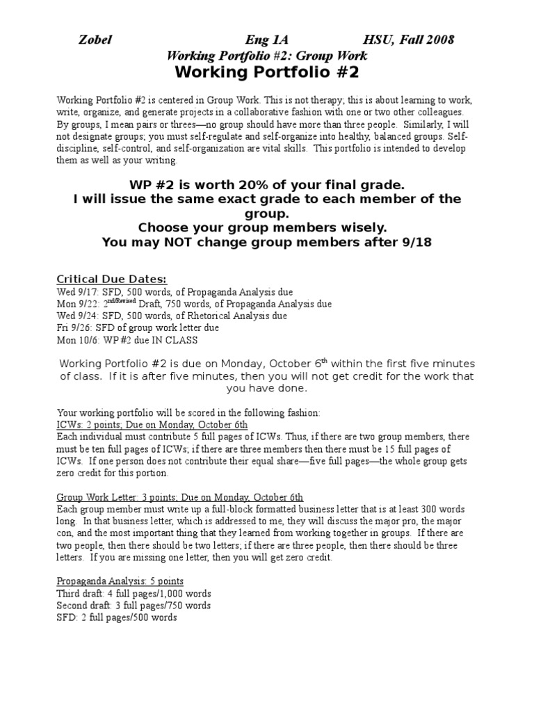 Group Work Portfolio Guidelines | PDF | Applied Psychology | Cognitive ...