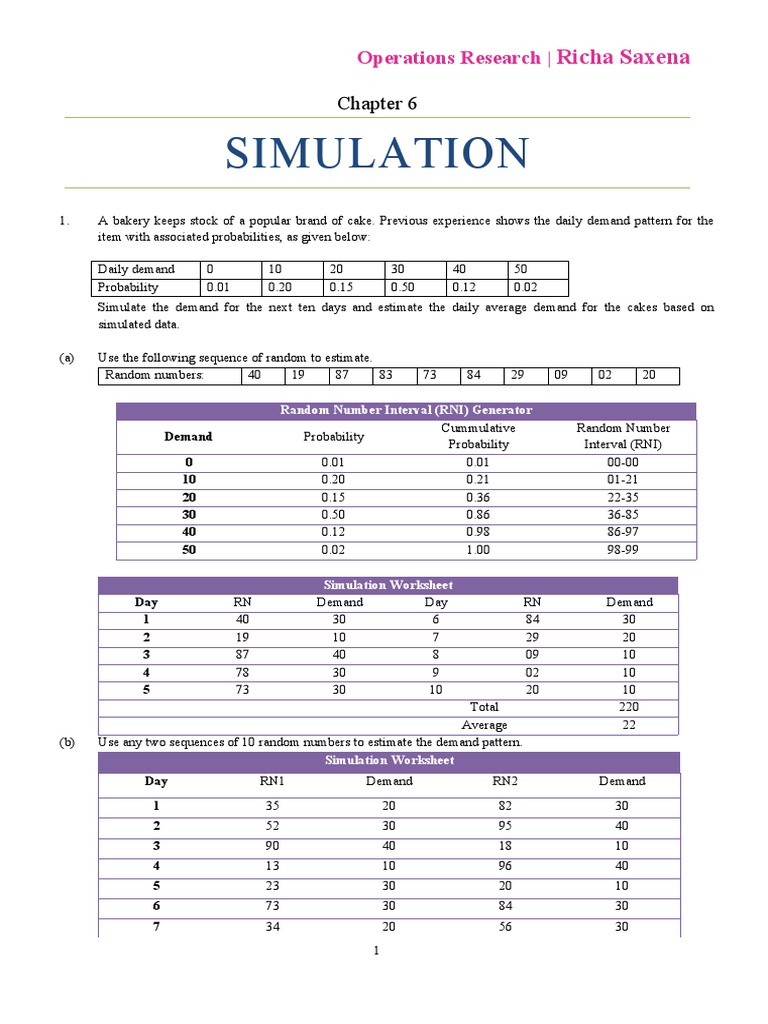Chapter 6 Simulation Solution | PDF | Water Heating | Inventory