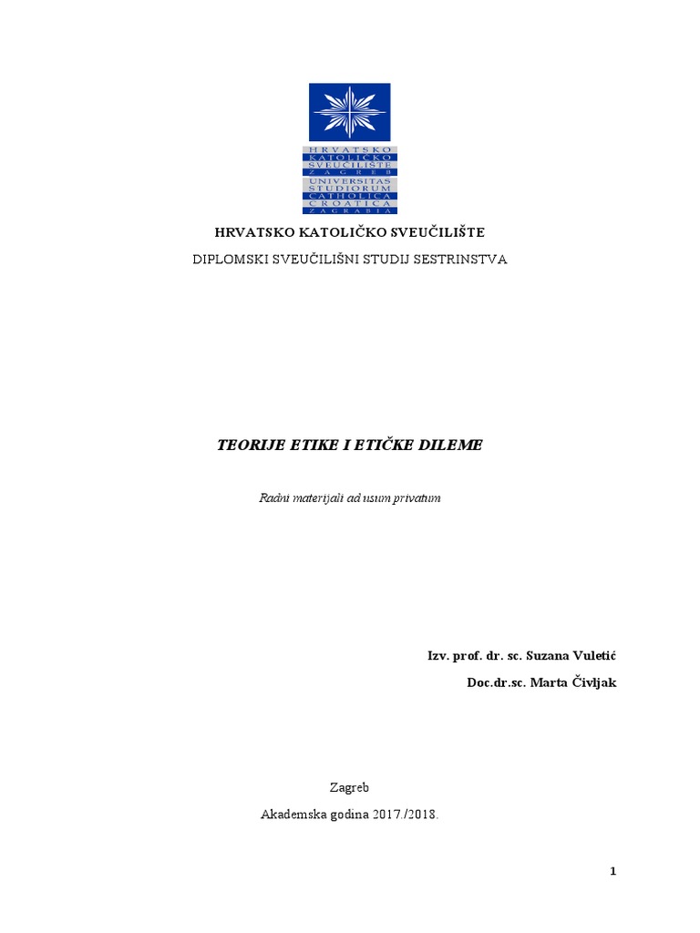 Teorije Etike I Etičke Dileme, Scripta | PDF