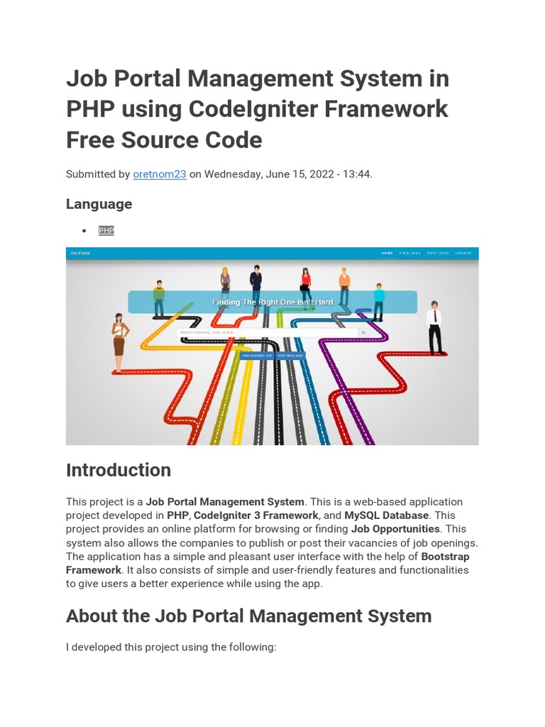 Job Portal Management System in PHP Using CodeIgniter Framework | PDF | Php | Bootstrap (Front ...