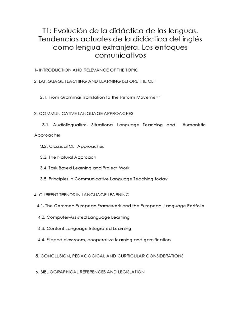 TOPIC 1_Evolución de La Didáctica de Las Lenguas | PDF | Language Education | Learning