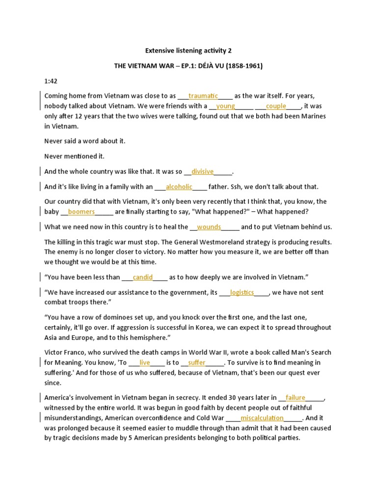 Extensive Listening Activity 2 - VNW - Key | PDF | Vietnam War | Vietnam