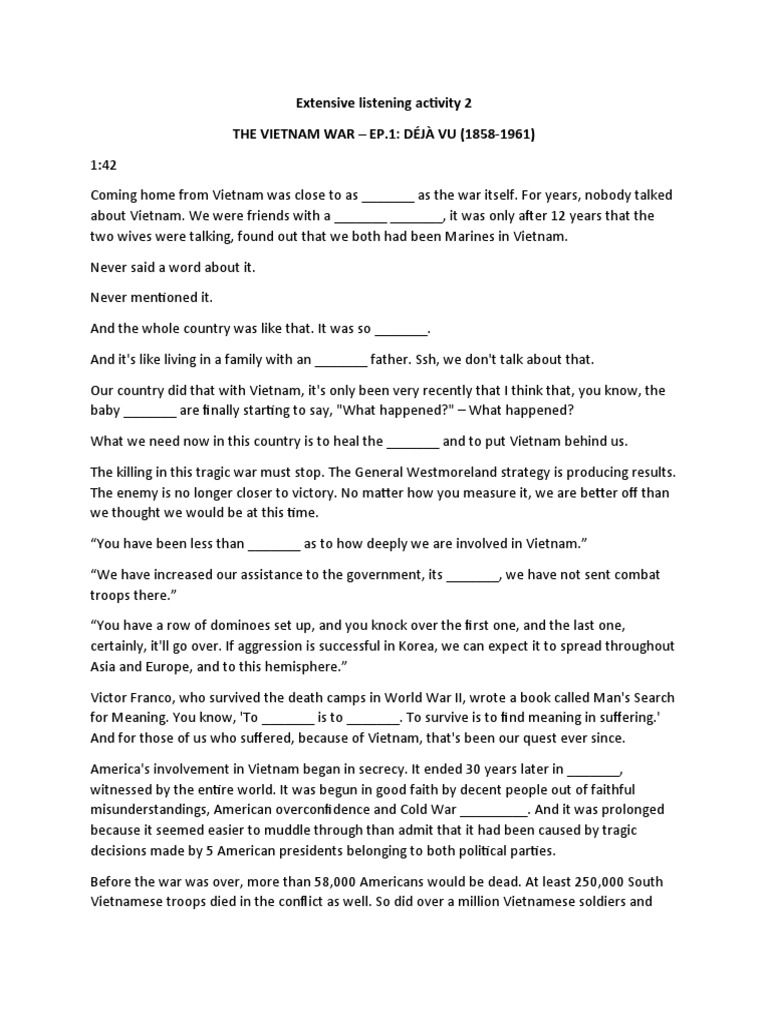 Extensive Listening Activity 2 - VNW | PDF | Vietnam War | Military