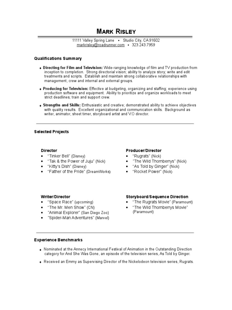 Mark Risley: An Experienced Director and Producer Seeking New ...