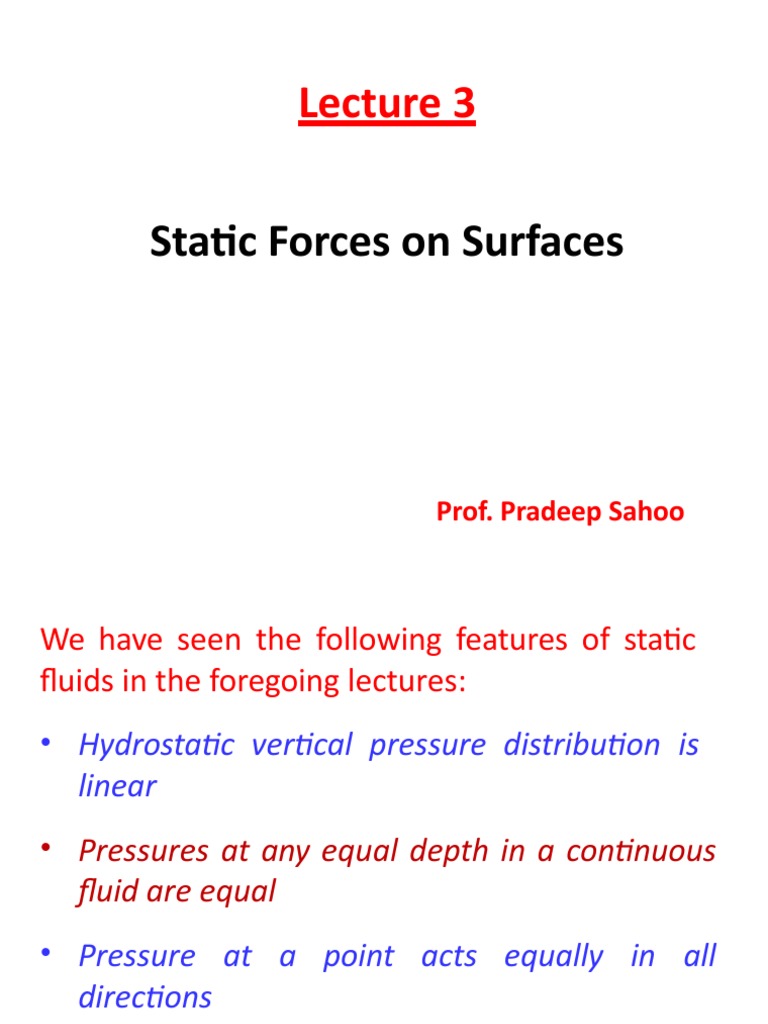 Lecture 3 - Static Forces On Surfaces | PDF | Buoyancy | Physics