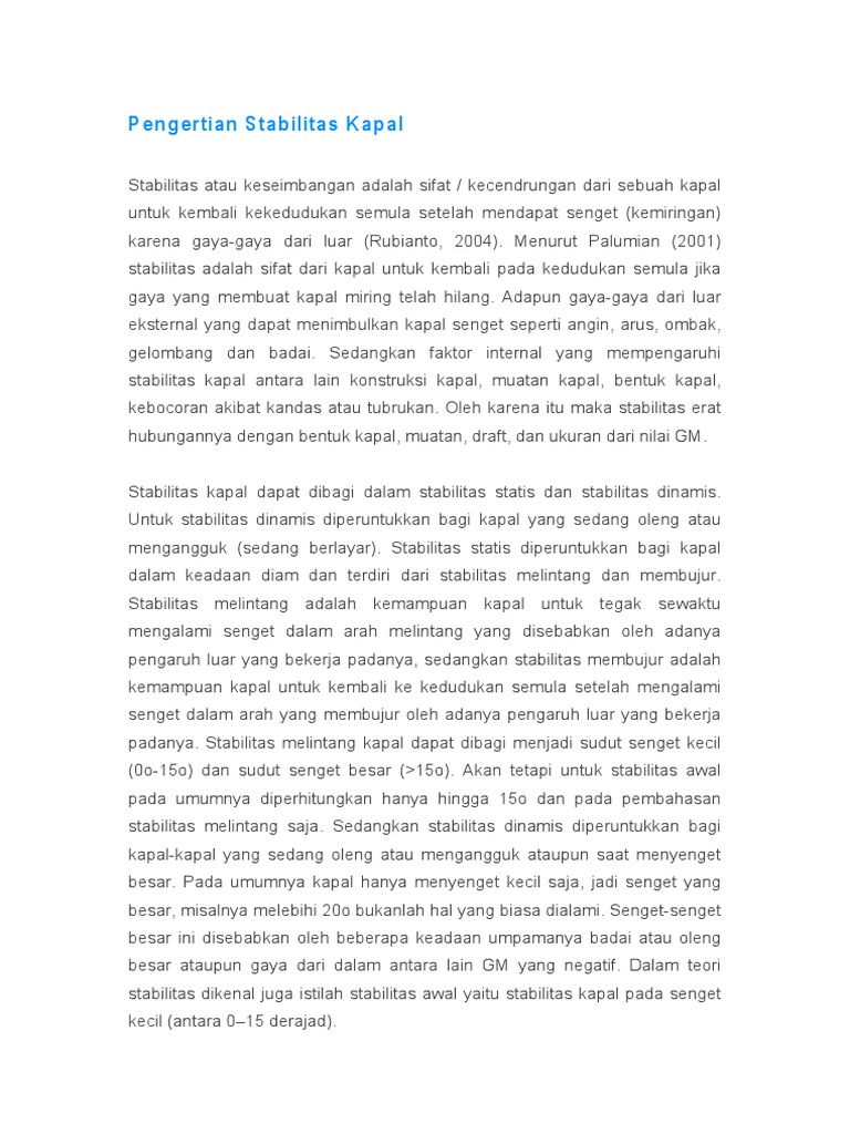 Materi Titik Penting Bangunan Kapal Dan Stabilitas Kapal | PDF