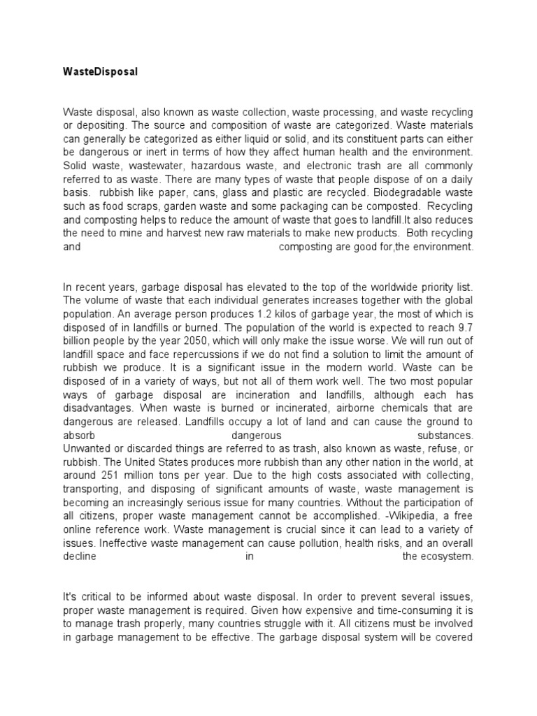 Waste Disposal | PDF | Municipal Solid Waste | Waste