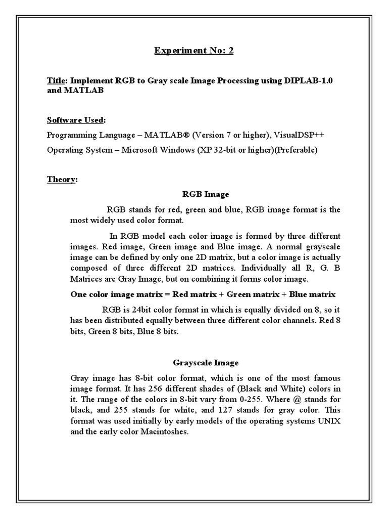 Experiment No2 Pdf Color Rgb Color Model 
