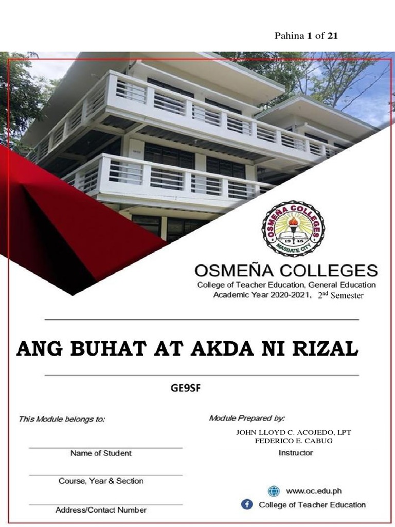 Ang Buhay at Akda Ni Rizal Midterm | PDF