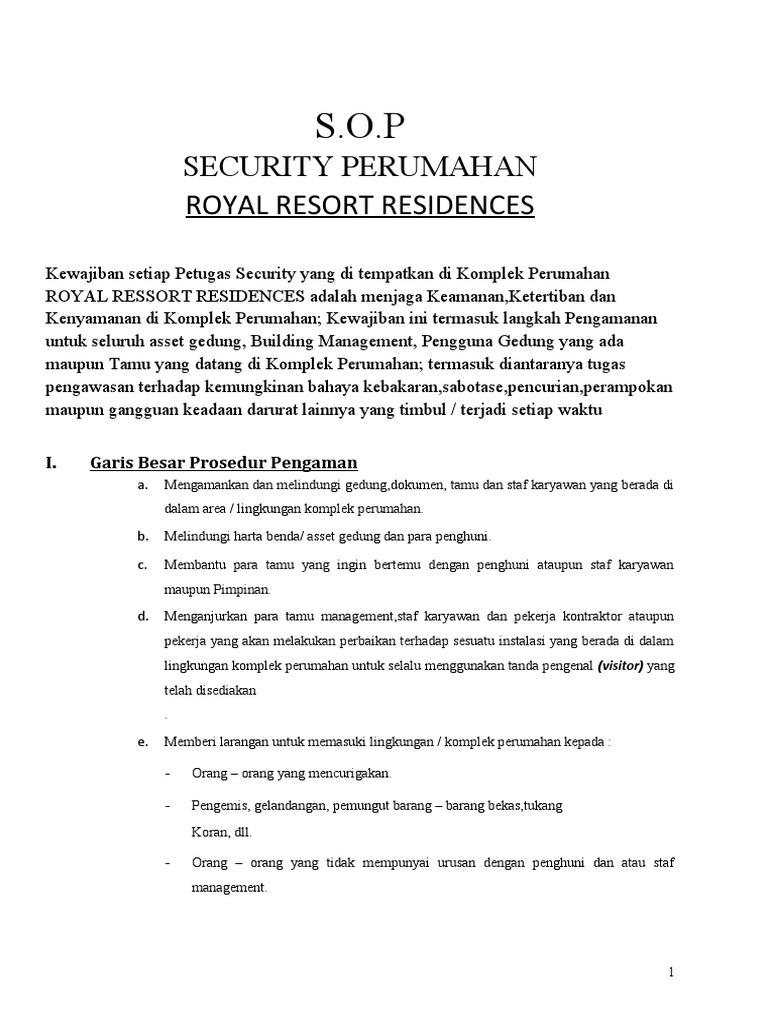 SOP Perumahan PDF | PDF