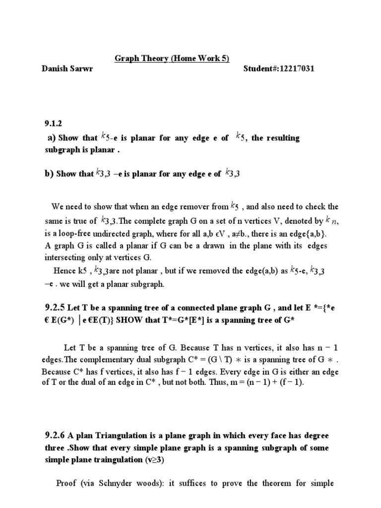Graph Theory-Homework-5 | PDF | Graph Theory | Discrete Mathematics Graph Theory-Homework-5 | PDF | Graph Theory | Discrete Mathematics