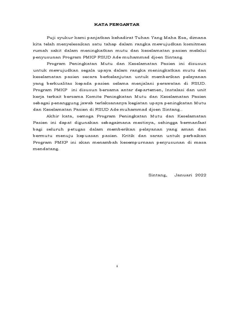 Pengantar & Daftar Isi Program PMKP | PDF