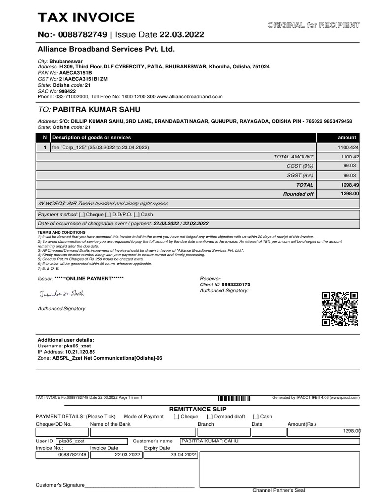 invoice_broadband | PDF | Cheque | Invoice