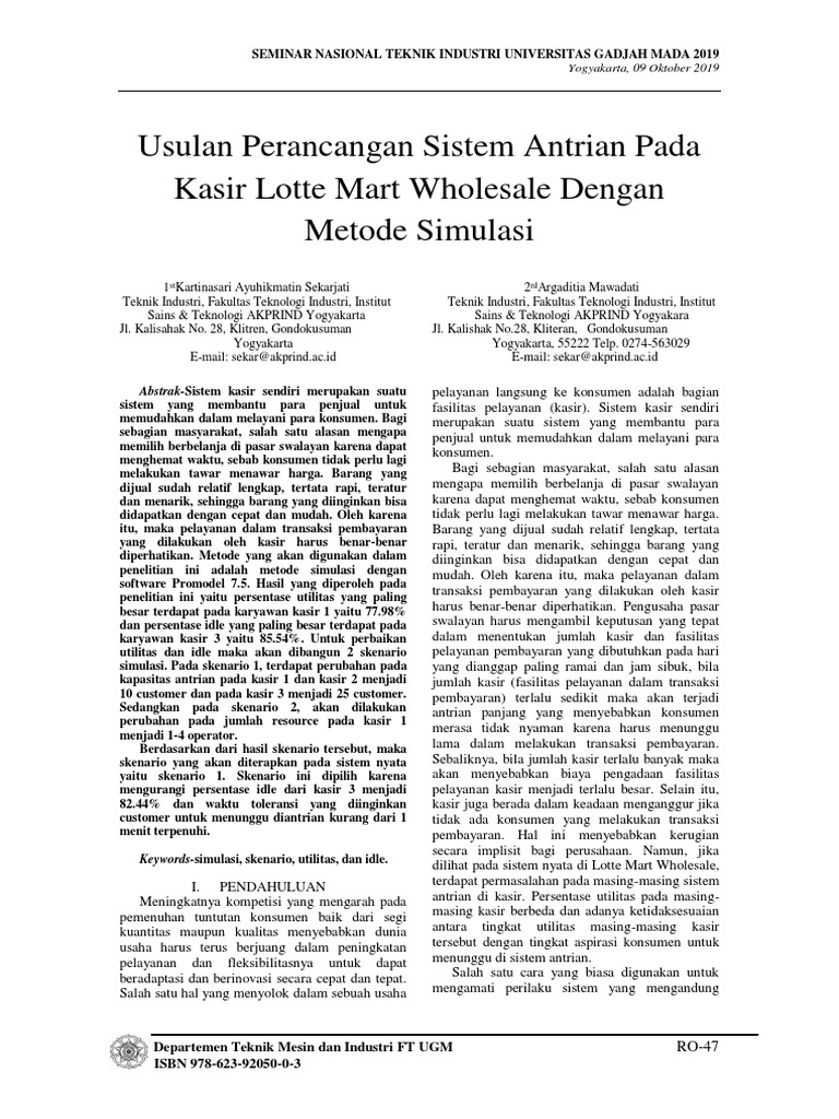 Usulan Perancangan Sistem Antrian Pada Kasir Lotte Mart Wholesale ...